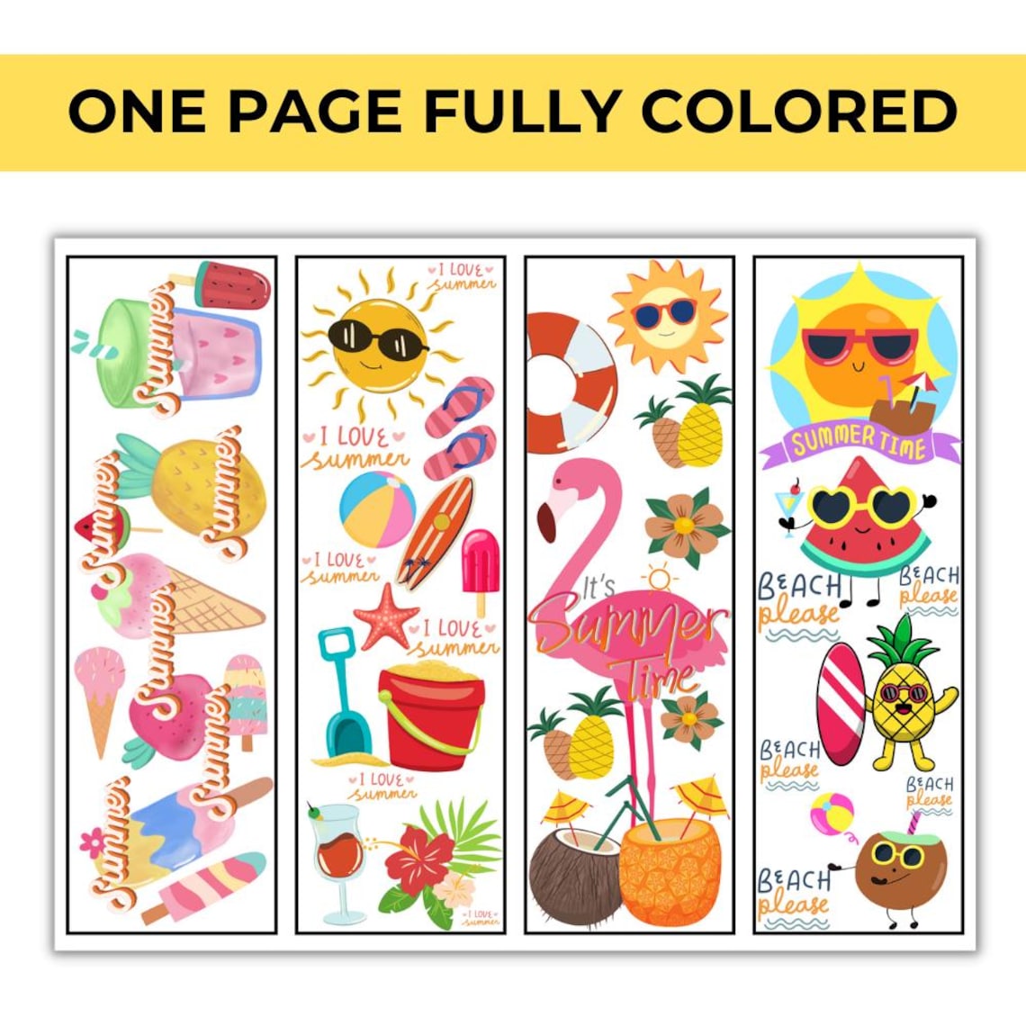Summer Bookmarks to Color for Kids | Printable Reading Rewards (PDF) - Etsy