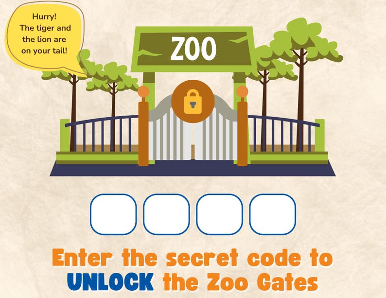 Zoo Escape Room Game for Kids | Printable Zoo Birthday Party Activity ...