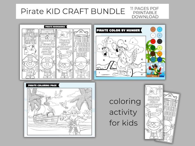 Printable Pirate Crafts for Kids Bundle, Build A Pirate Craft, Coloring ...