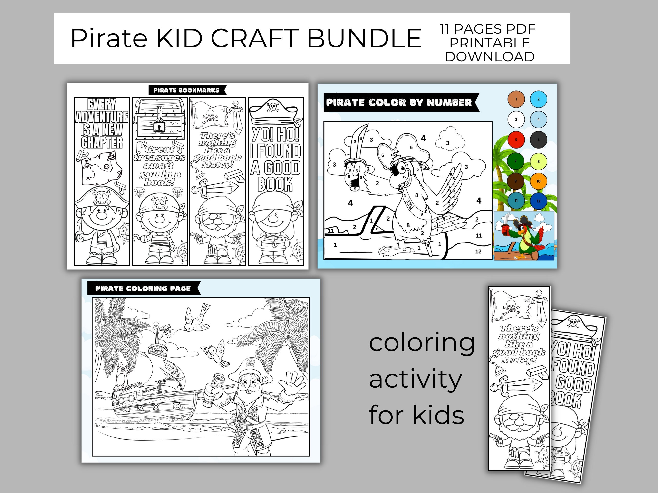 Printable Pirate Crafts for Kids Bundle, Build A Pirate Craft, Coloring ...