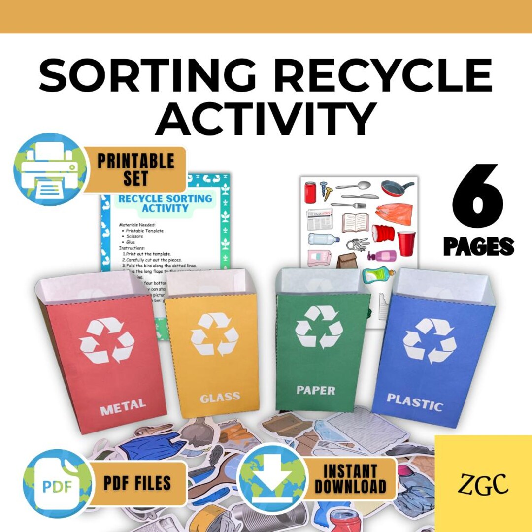 Printable Recycle Sorting Activity for Kids | Eco Friendly Classroom ...
