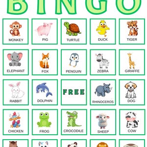 Printable Animals Bingo Game, Fun Animal Activity for Kids, Classroom ...