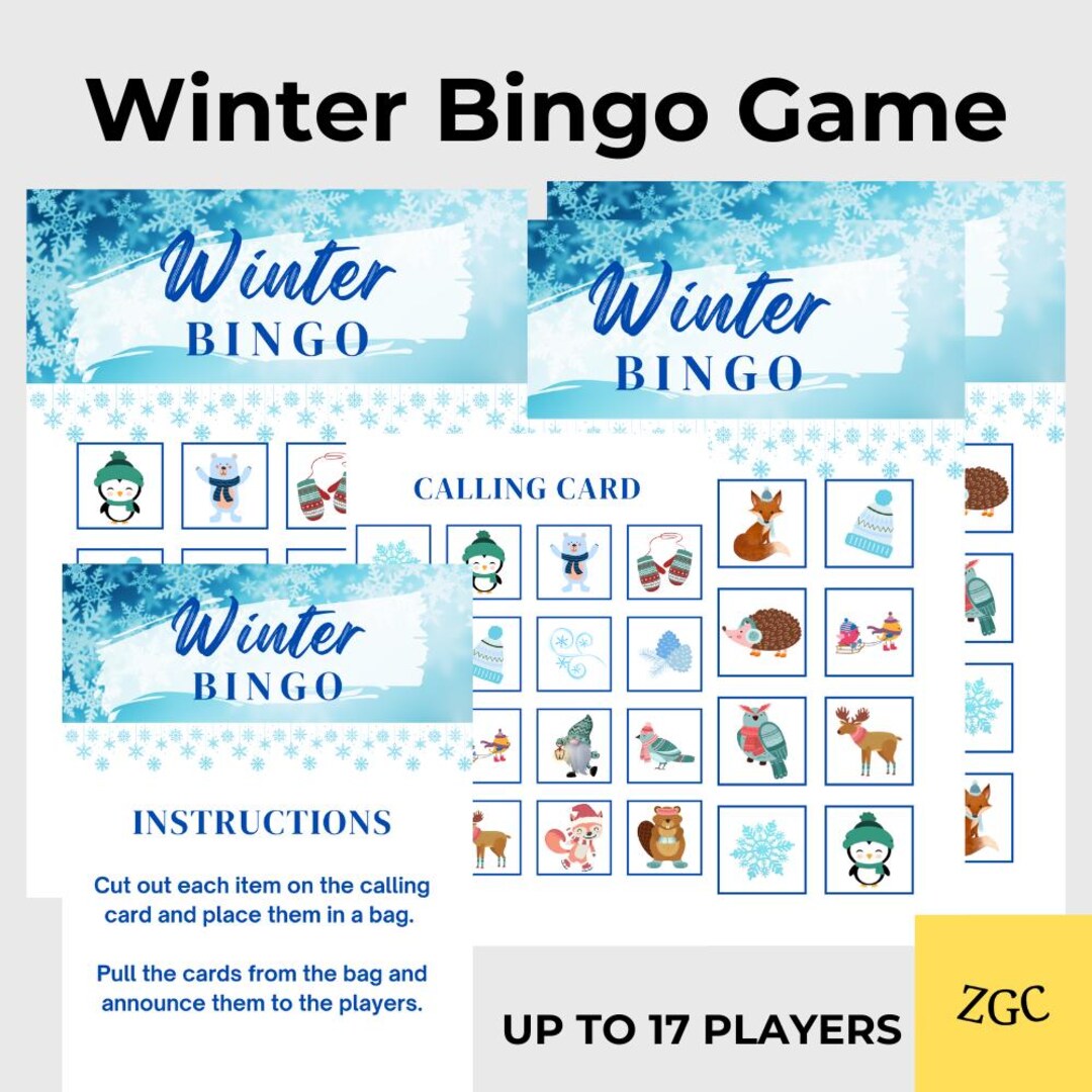 Printable Winter Bingo Game, Fun Winter Activity for Kids & Adults ...