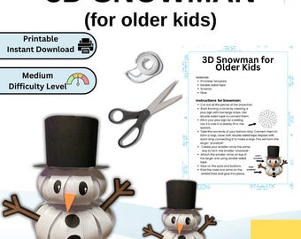 Snowman - Cut and Paste Craft for Kindergarten Kids (download) - Etsy
