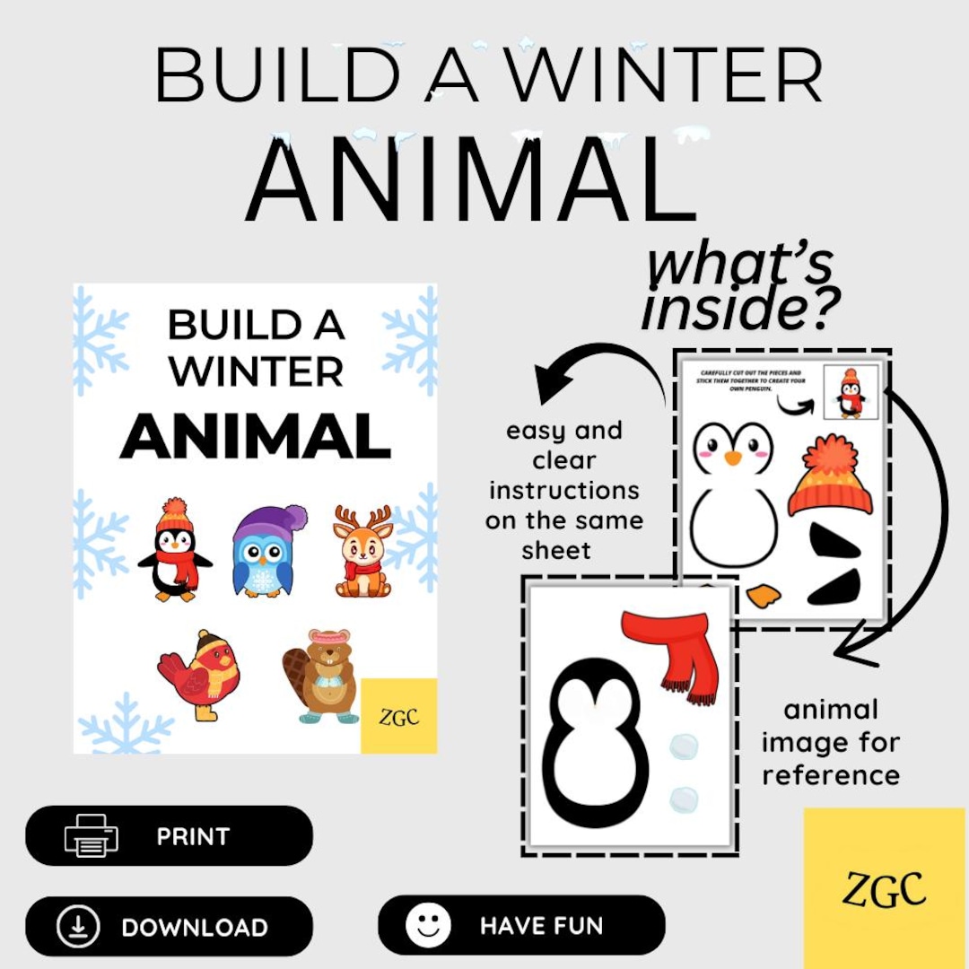 Winter Animal Preschool Printables, Build A Winter Animal Craft ...