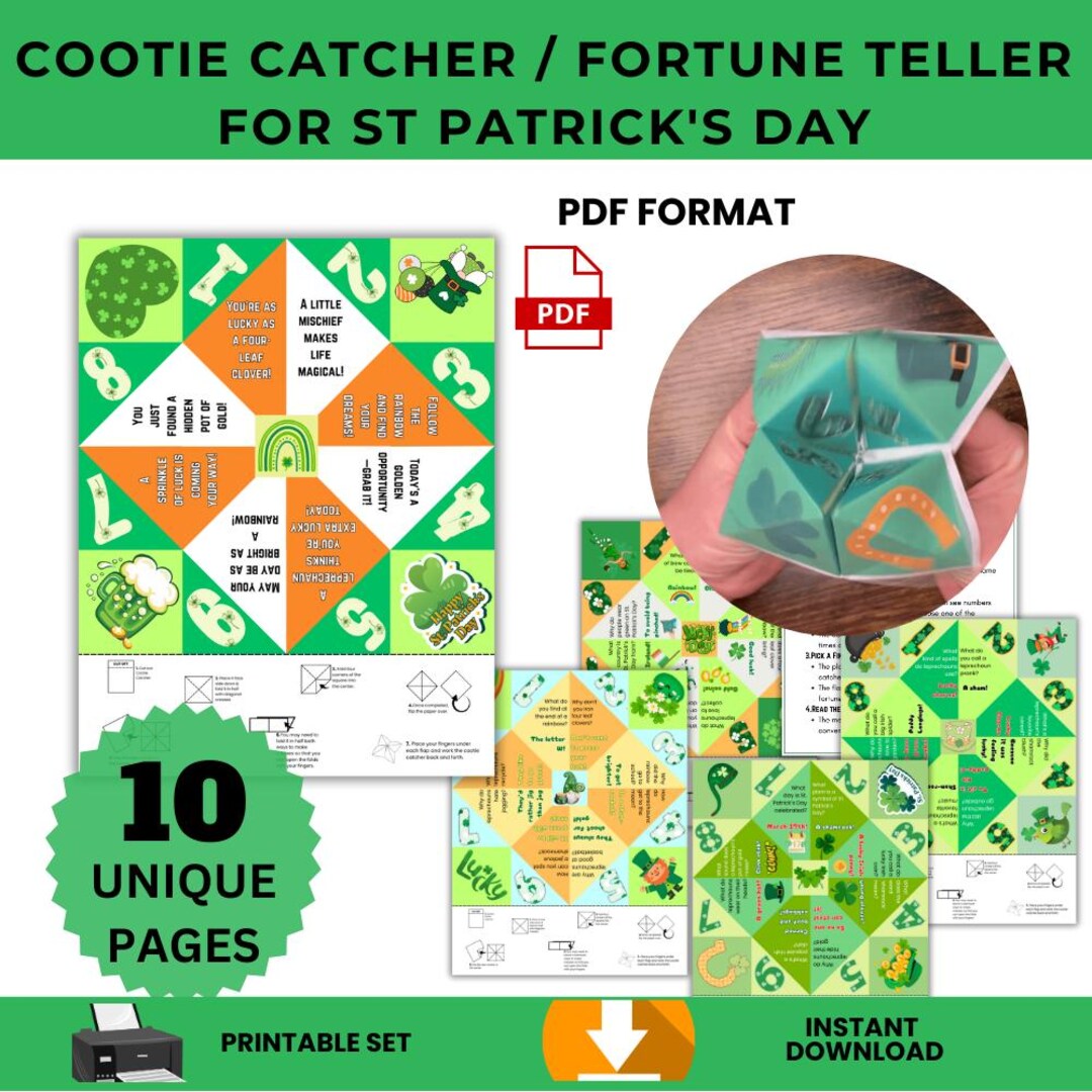 St. Patrick’s Day Cootie Catcher | Fortune Teller Game | Printable Kids ...