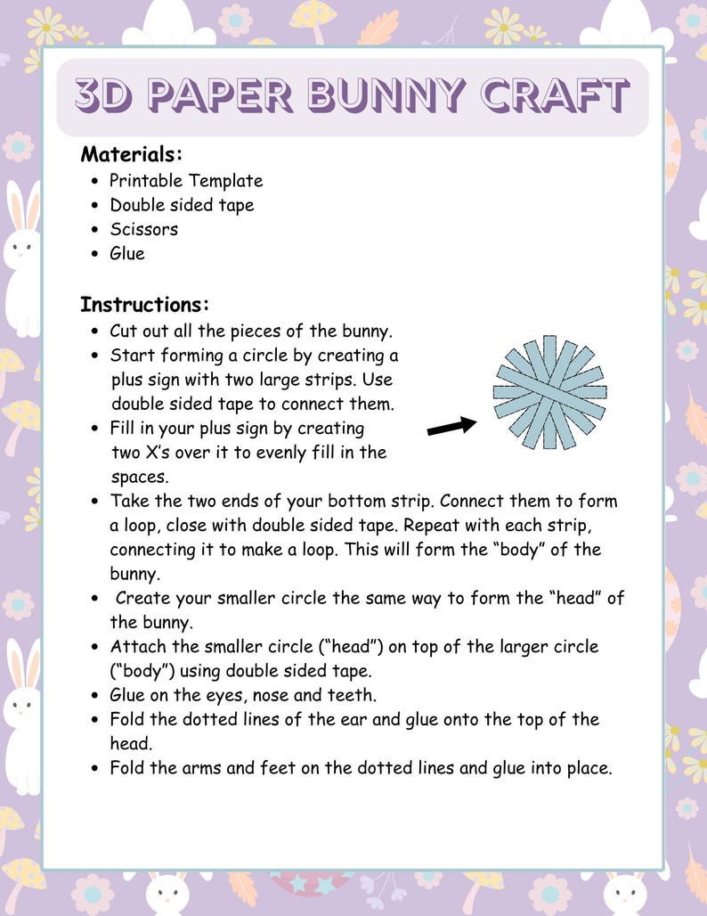 3D Easter Bunny Craft Printable | Build a Bunny Cut and Paste Activity ...