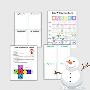 Roll and Draw a Snowman Game – Fun Winter Printable for Kids, Fine ...