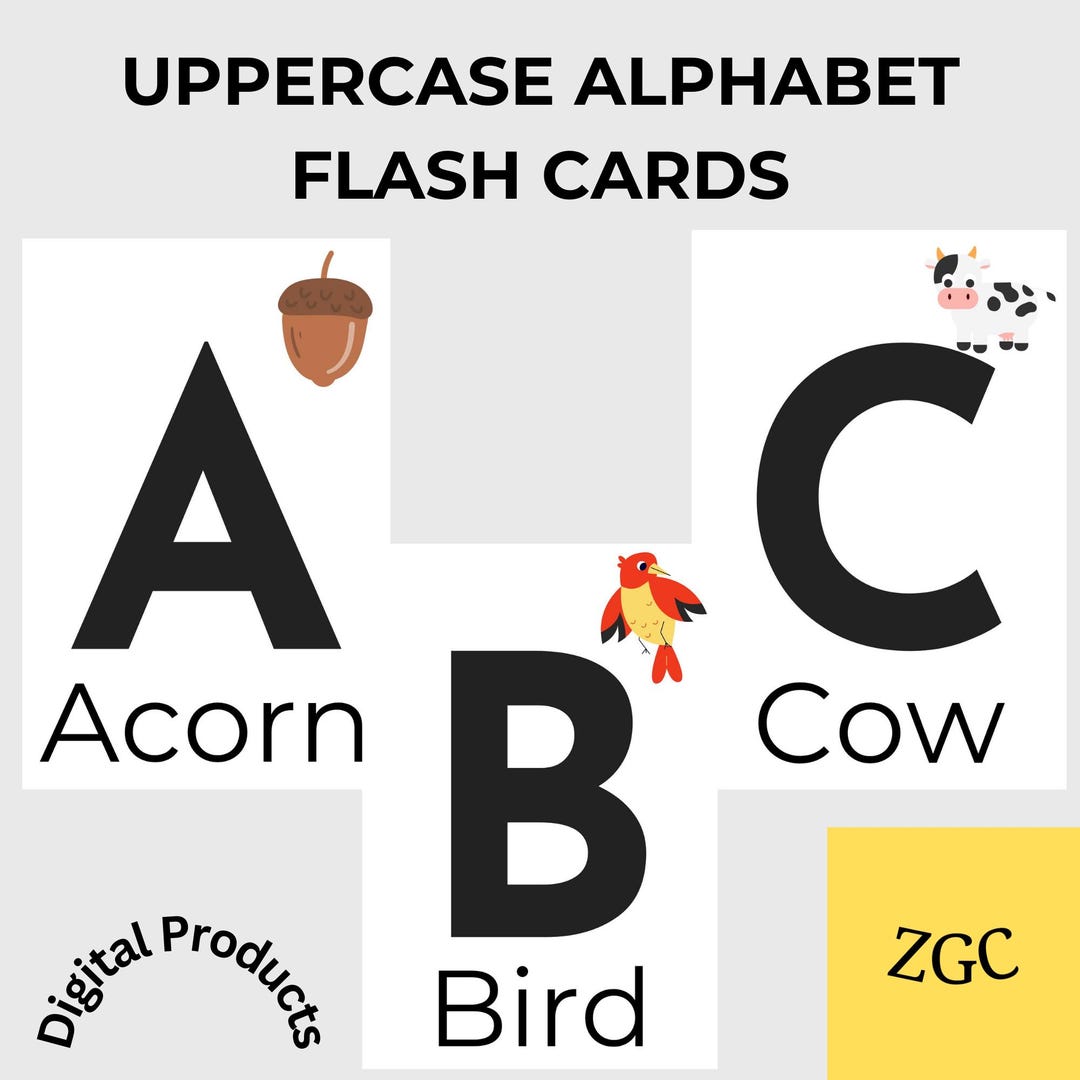 Alphabet Flash Cards Printable | Uppercase ABC Flashcards | Letter ...