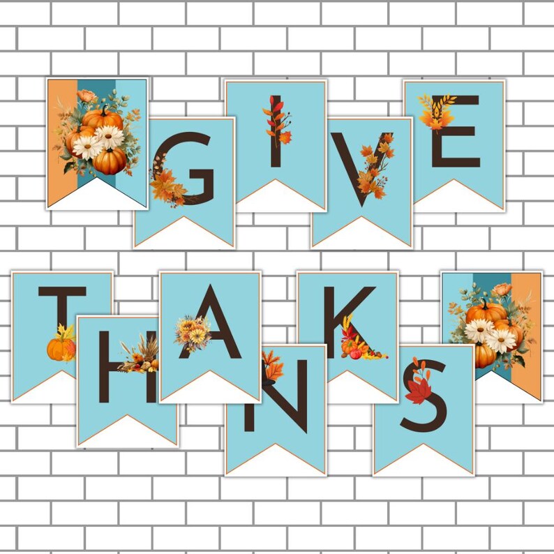 Thanksgiving Wall Art & Banner | Fall Decor (PDF Download) - Etsy