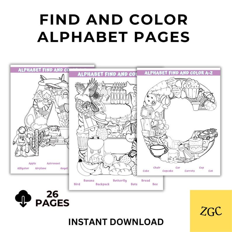Alphabet Find and Color Worksheets – 26 Printable Letter Sound Coloring ...