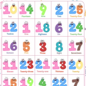 Numbers Bingo Cards - Printable Game for Kids, up to 25 Players ...