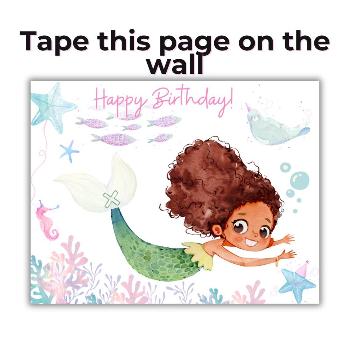 Pin the Tail on the Mermaid | Printable Birthday Game | Mermaid Party ...