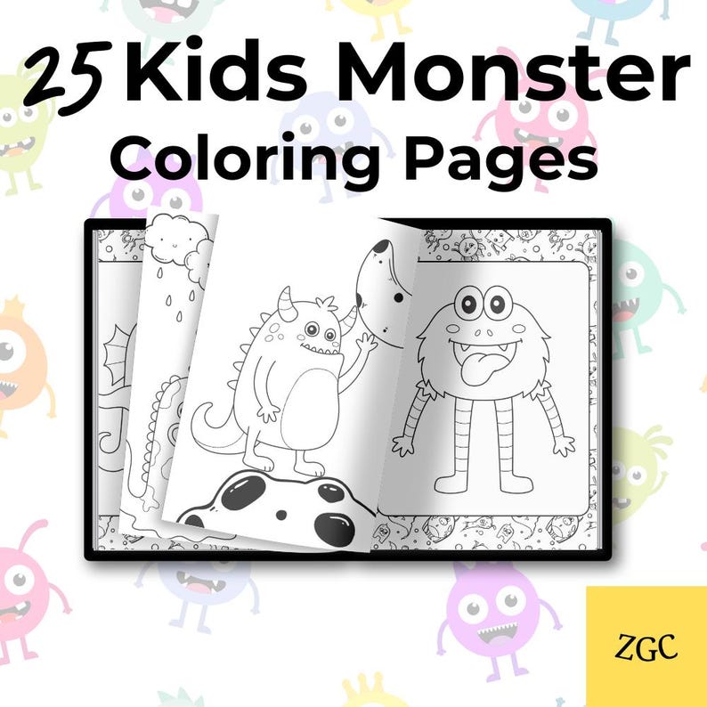 Monster Coloring Pages for Kids | 25 Printable Fun Art Sheets PDF ...