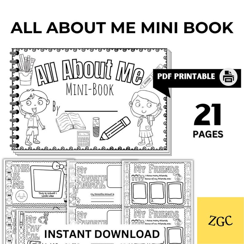All About Me Mini Book | Back to School Writing Activity (PDF Printable ...