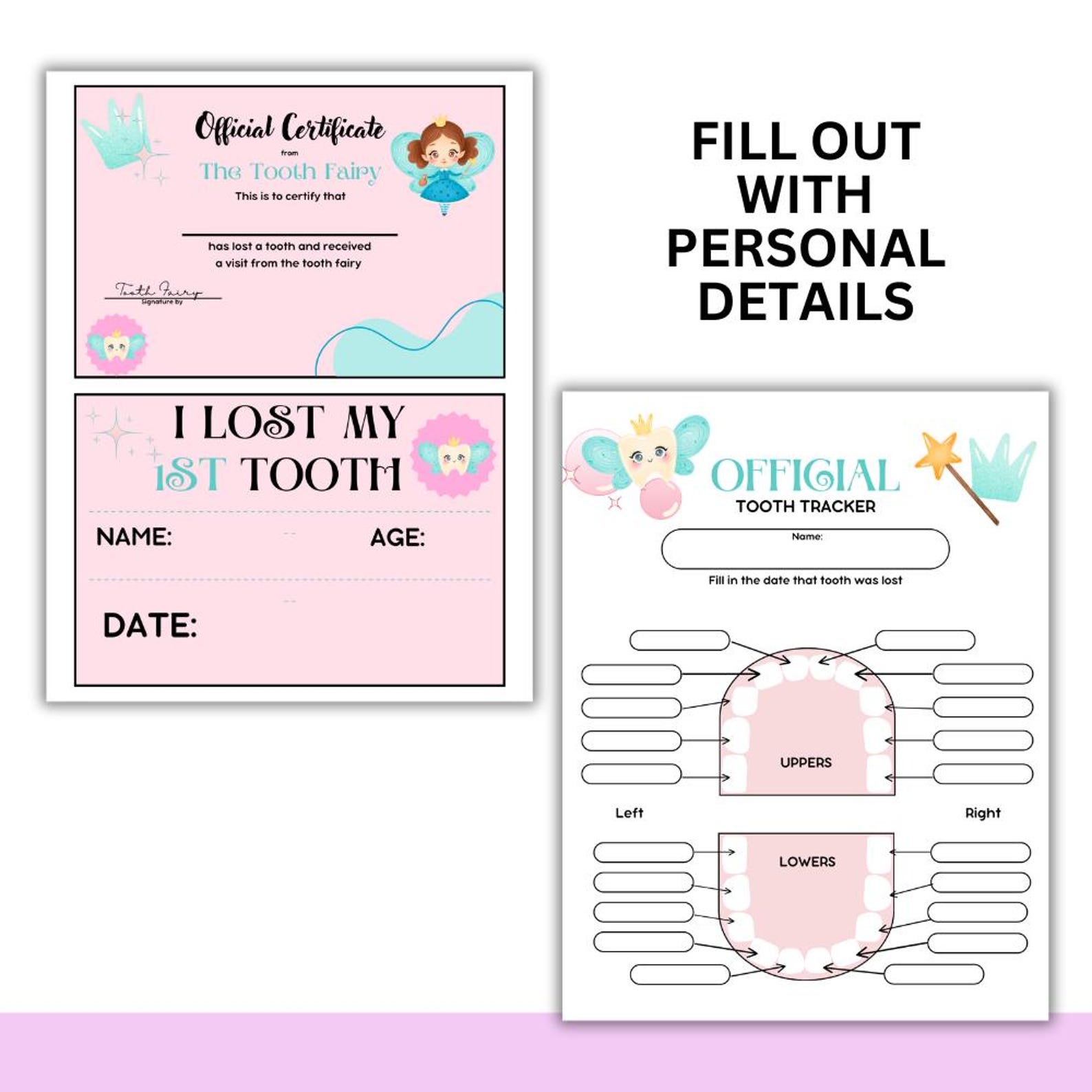 Printable Tooth Fairy Kit for Girls | Tooth Fairy Certificate | Lost ...