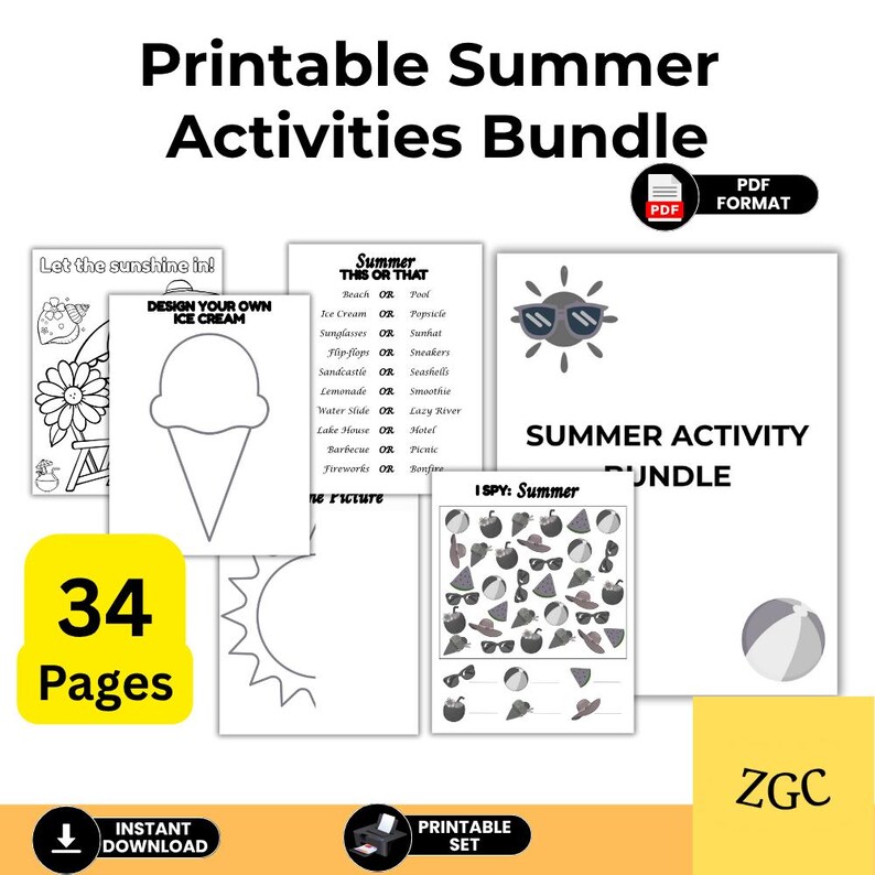 Summer Activity Pack for Kids | Printable Games & Coloring Pages ...