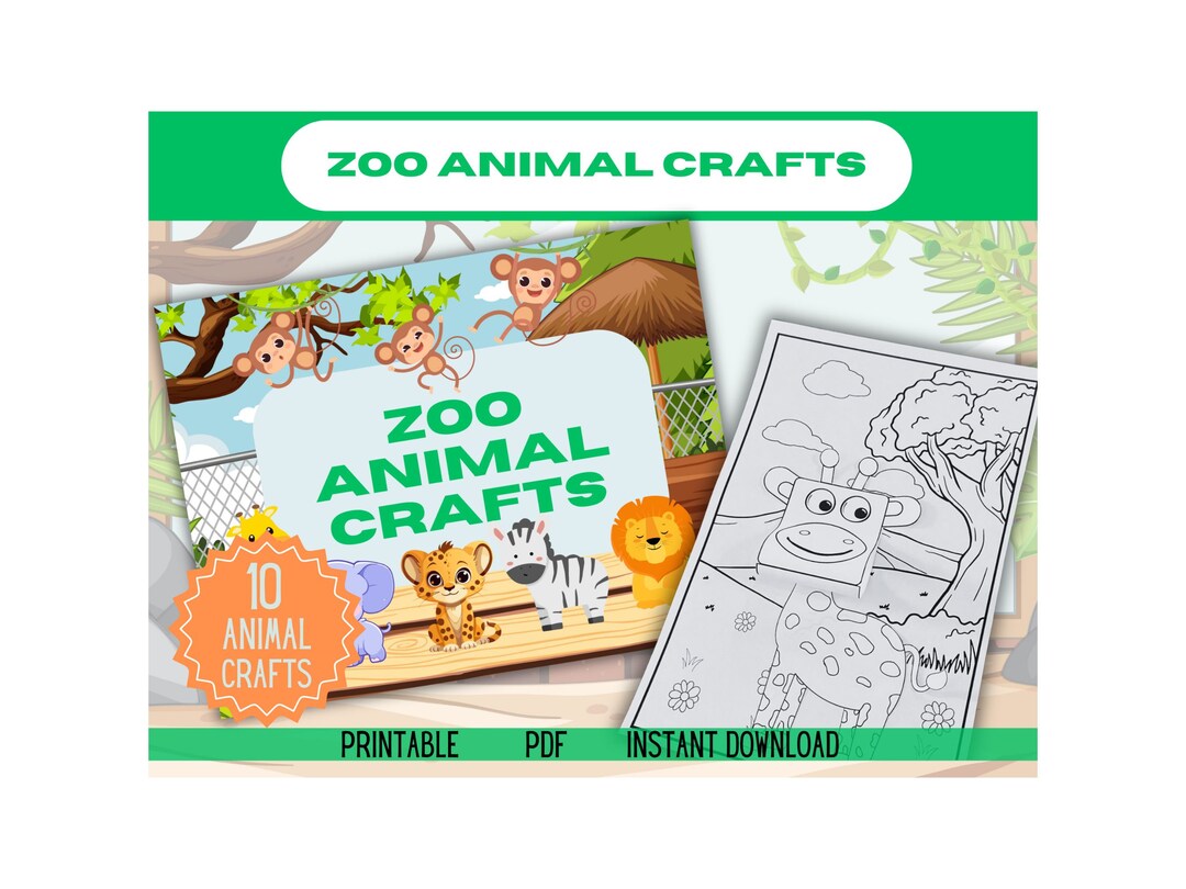 Zoo Animals Colour, Cut and Paste Activity, 10 Zoo Animal Worksheets ...