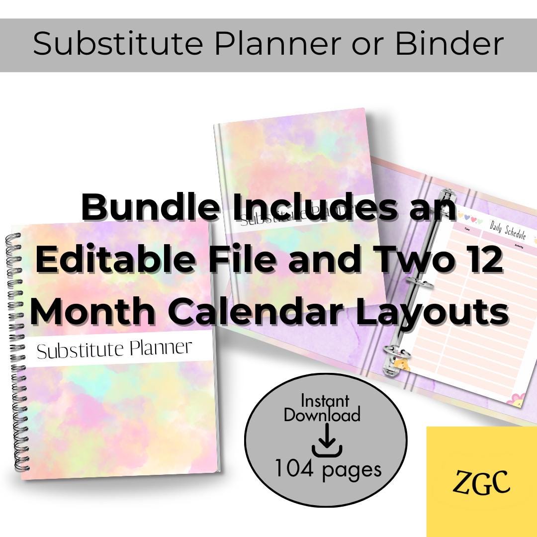 Editable Substitute Teacher Binder, Daily Supply Plans, Teacher on ...