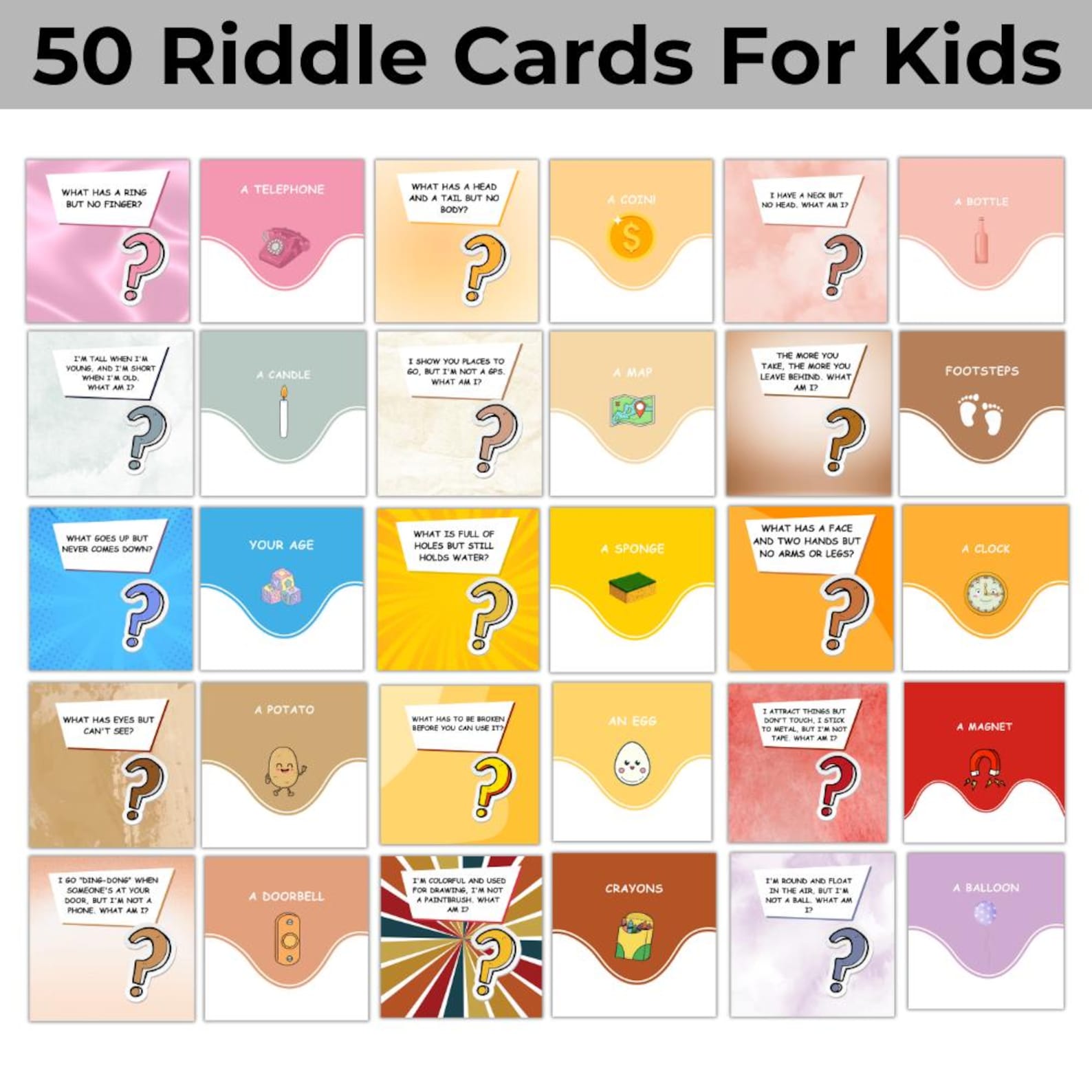 Fun Riddle Cards for Kids | Printable Brain Teasers | Educational Game ...