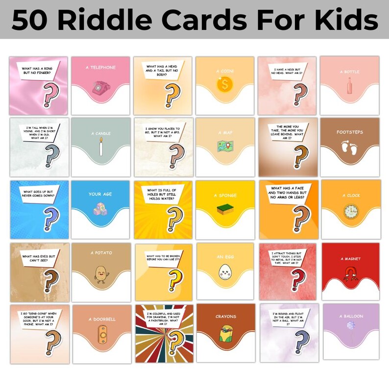 Fun Riddle Cards for Kids | Printable Brain Teasers | Educational Game ...