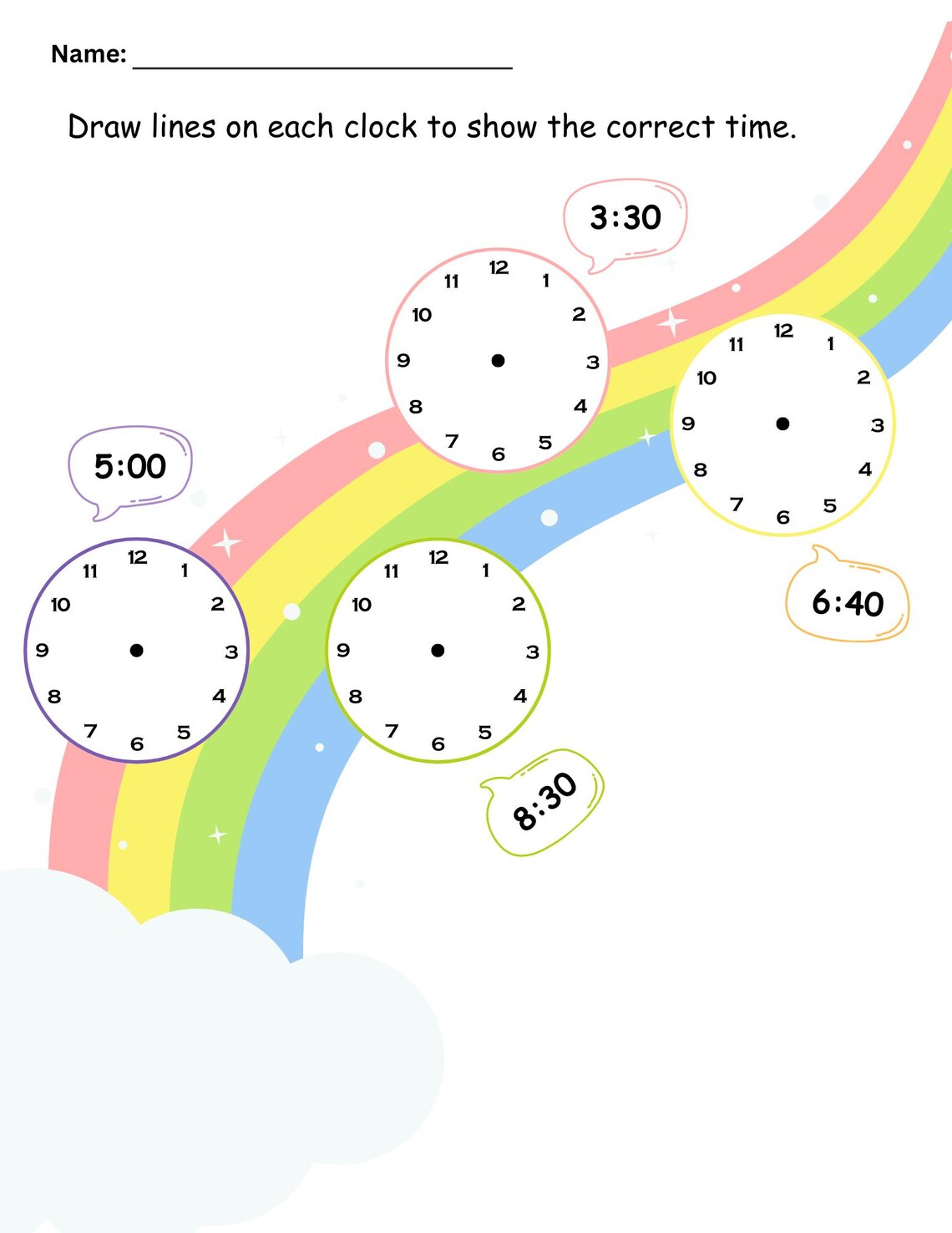 Telling Time Worksheets Printable | Learn to Tell Time Analog & Digital ...