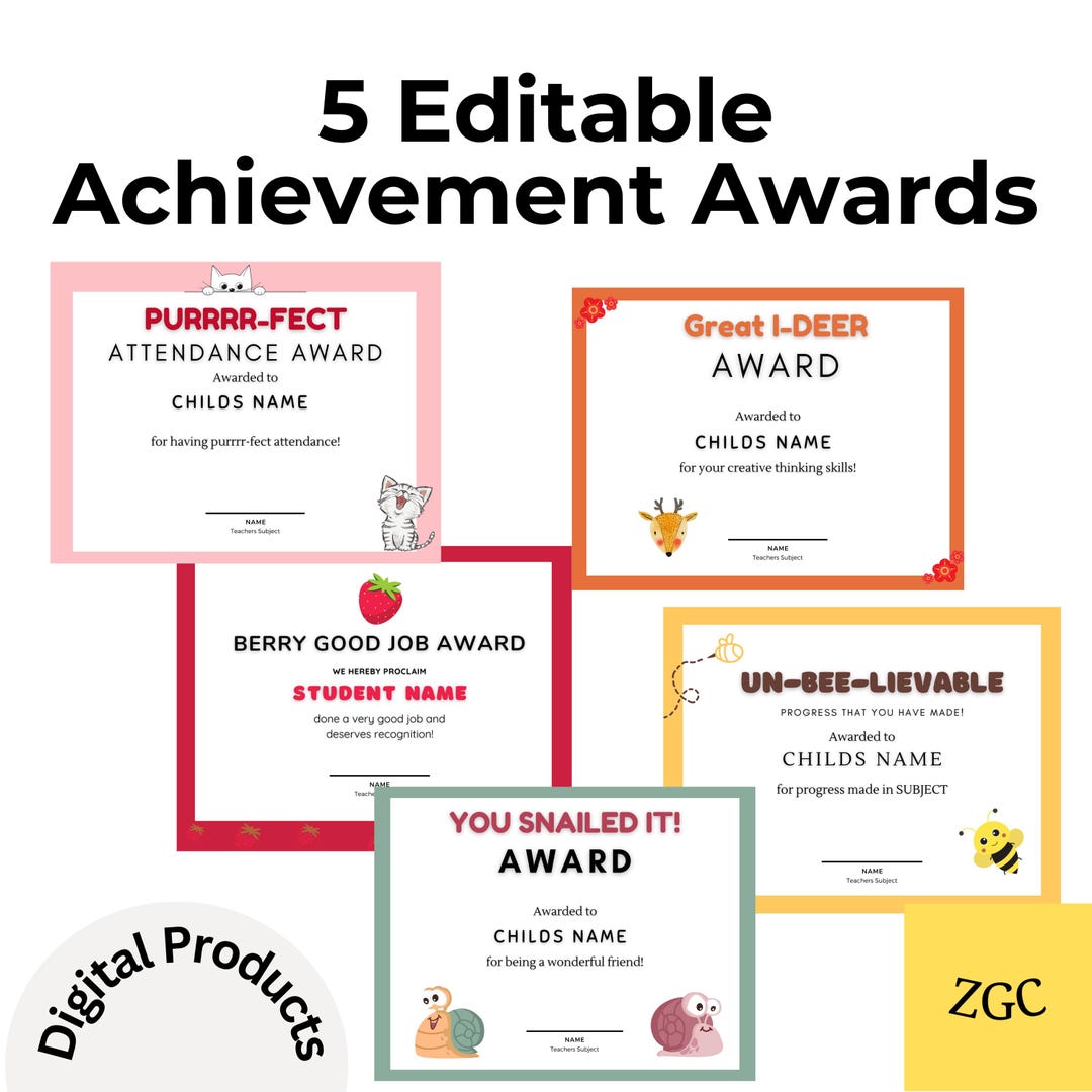 Editable Teacher Awards, Cute Printable Certificates, Fun Classroom ...