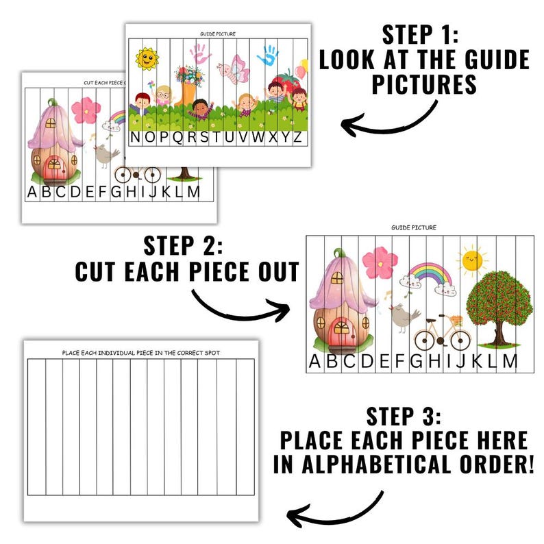 Alphabet Puzzle Strip Game | Spring ABC Order Activity | Printable ...