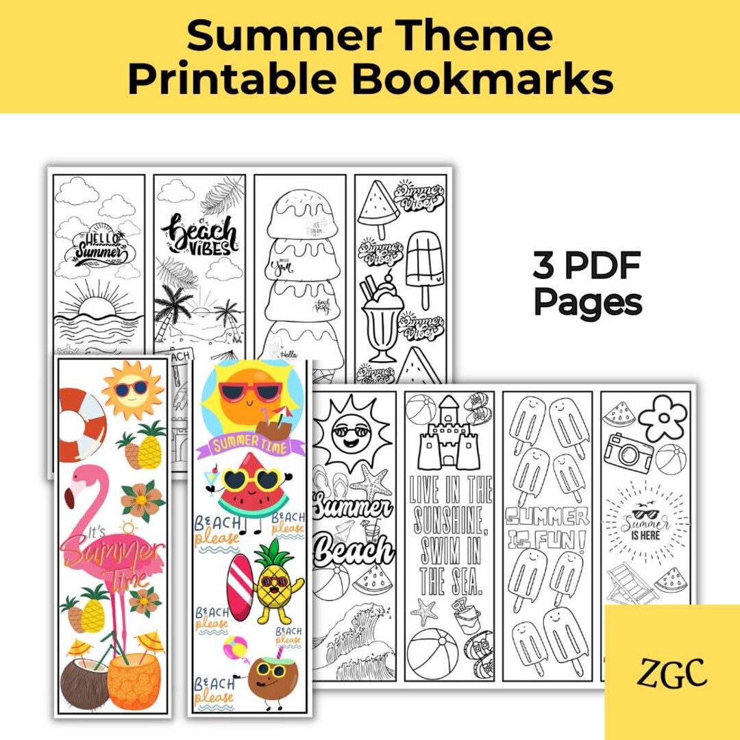 Summer Printable Bookmarks to Color for Kids | Digital Reading Rewards ...