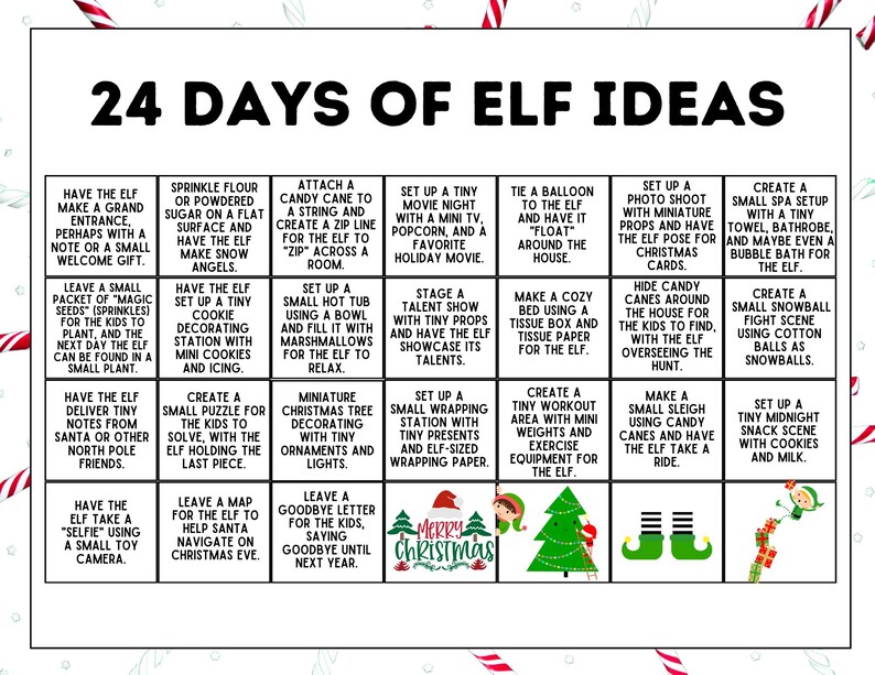 Holiday Elf Ideas Printable | 24-day Elf Activity Calendar | Christmas ...
