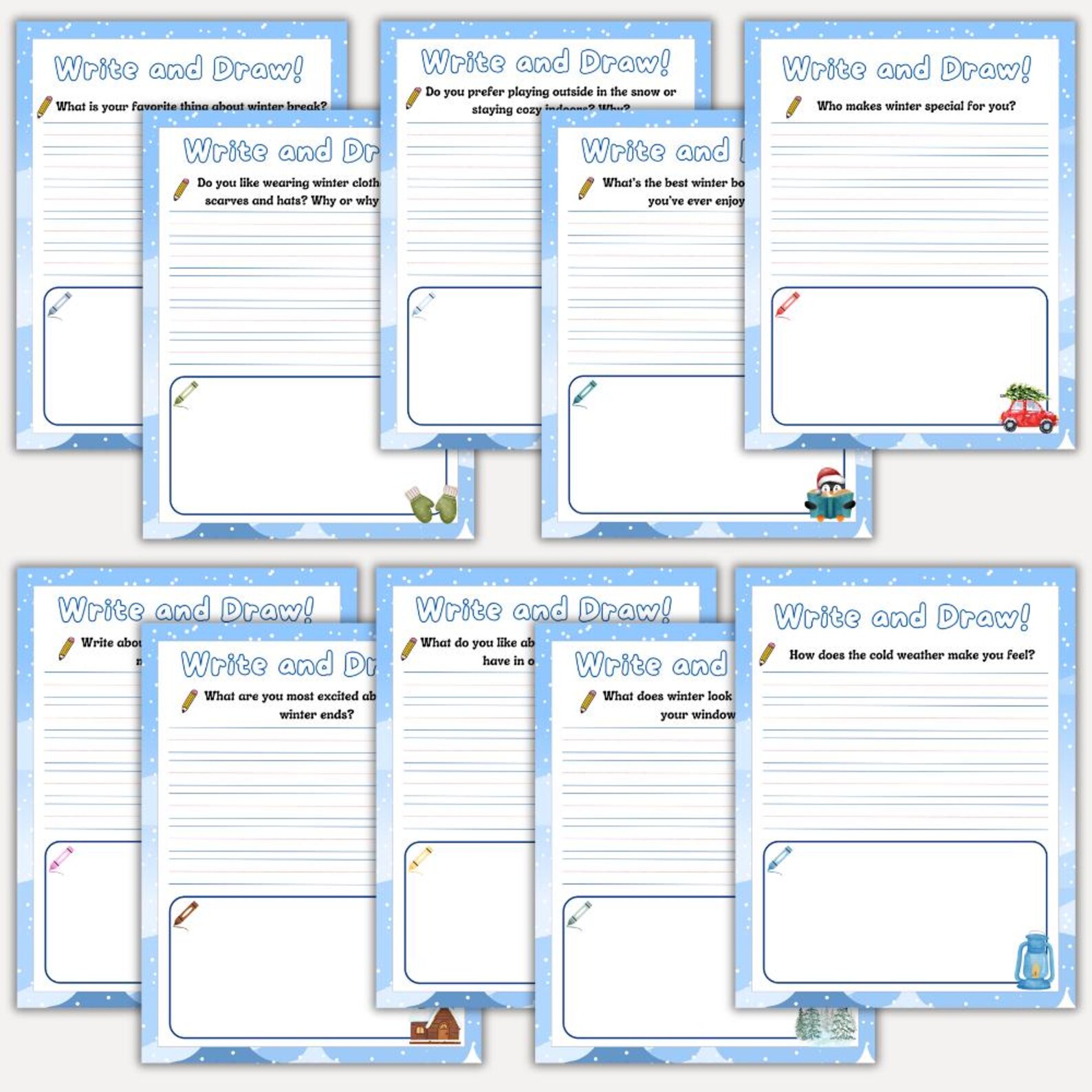Winter Writing Prompts for Kids, Printable Journal Writing Activity ...