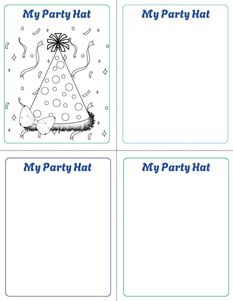 Draw A Party Hat Printable Game, Roll A Dice Party Hat Creation, Winter ...