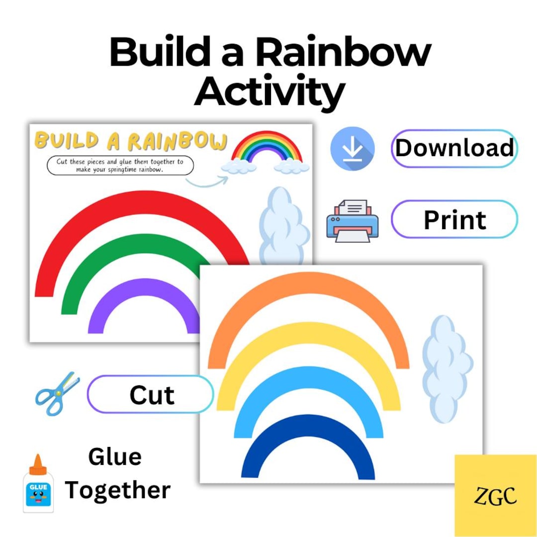 Build a Rainbow Craft - Printable Cut & Paste Activity - Fine Motor ...