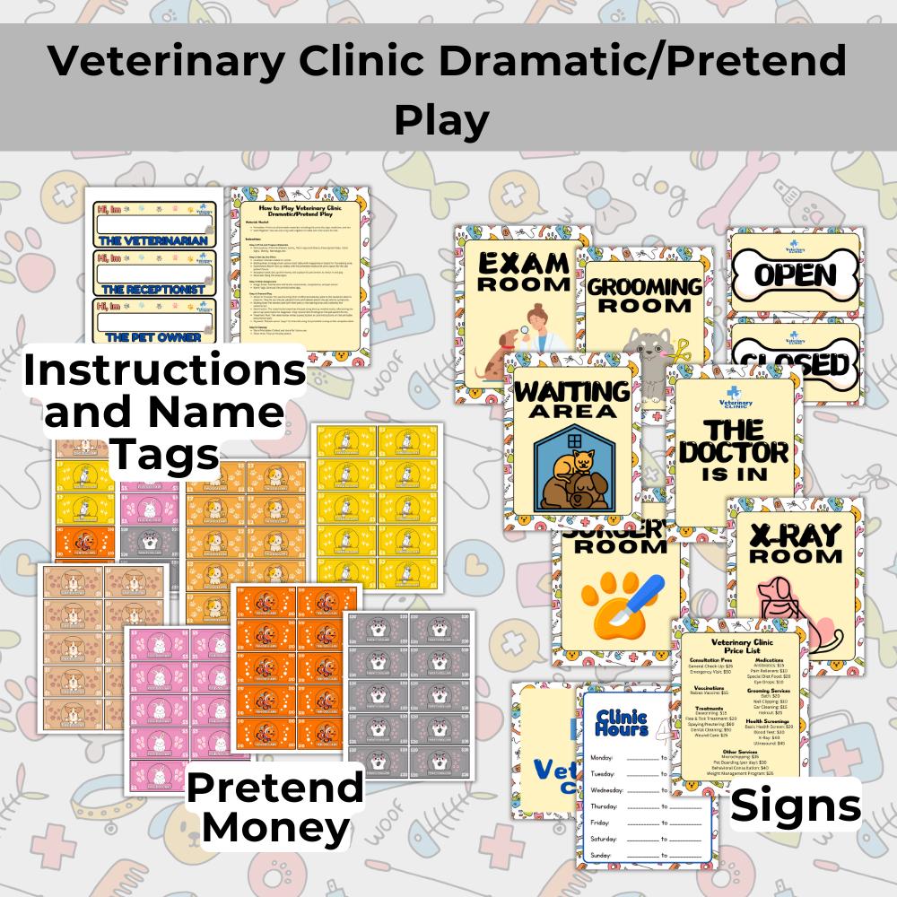 Printable Veterinary Clinic Cut Outs, Veterinarian Pretend Play Signs ...