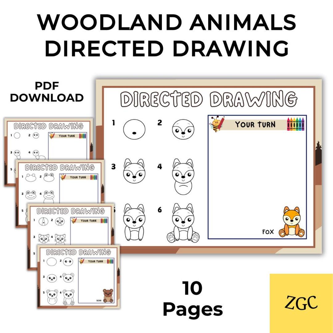 Woodland Animals Directed Drawing | Step by Step Drawing for Kids ...