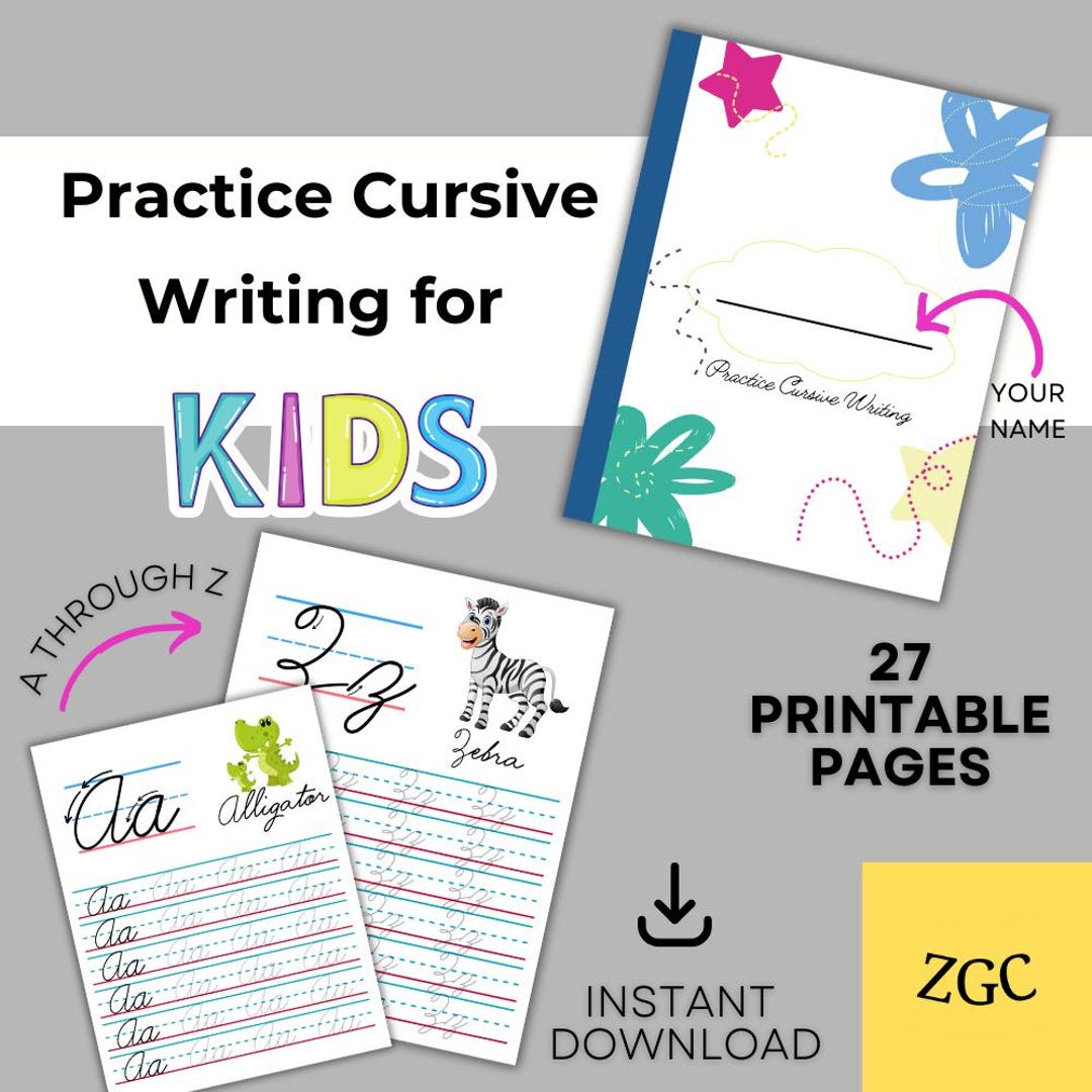 Printable Cursive Handwriting Practice Worksheets for Kids, Cursive ...