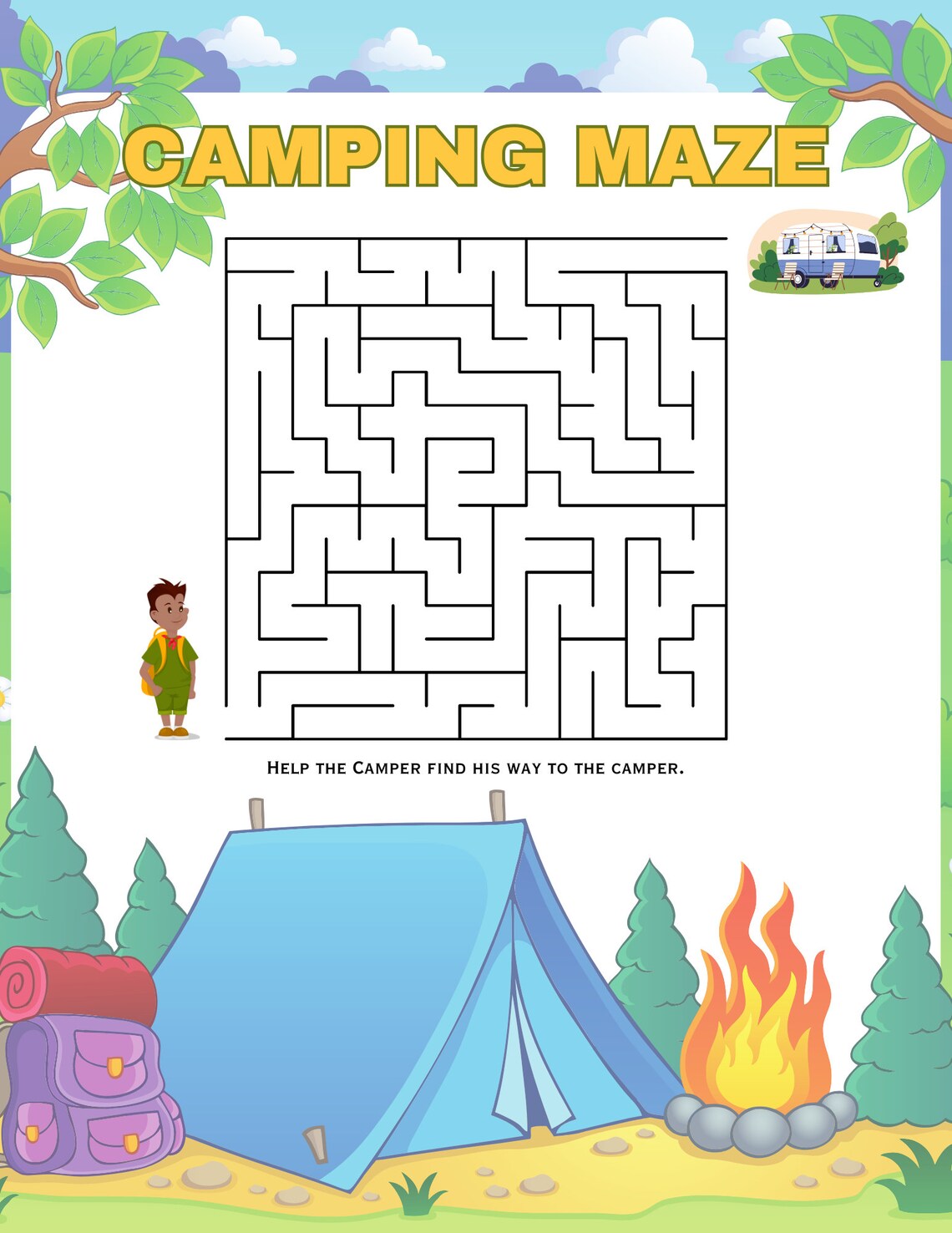Printable Camping Games for Kids, Camping Word Search, Kids Maze, I Spy ...