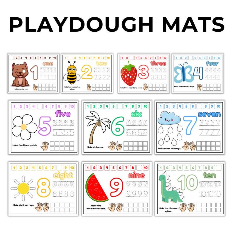 Printable Number Playdough Mats – 1-10 Fine Motor Skills (instant ...