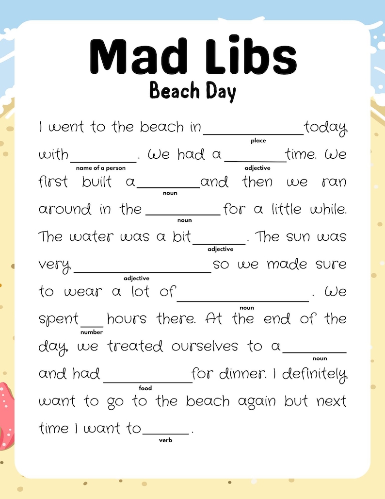 Printable Mad Libs for Kids | Fun Word Game for Classrooms, Road Trips ...