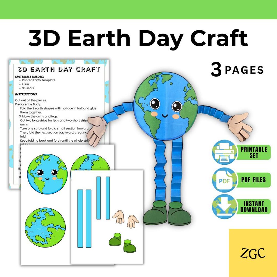 3D Earth Day Craft for Kids | Printable Planet Earth Activity | Hands ...