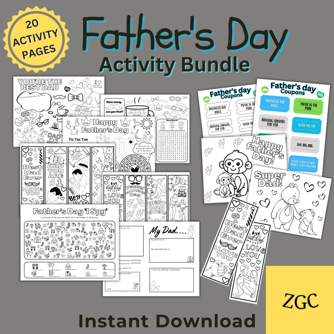 Father's Day Printable Activity Bundle, All About My Dad Gift, Father ...