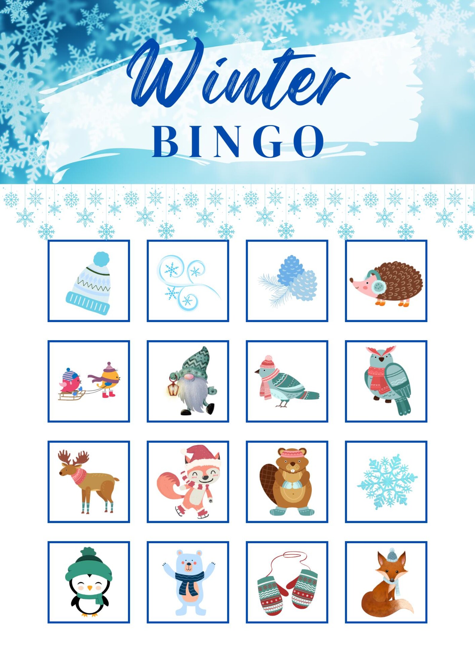 Printable Winter Bingo Game, Fun Winter Activity for Kids & Adults ...