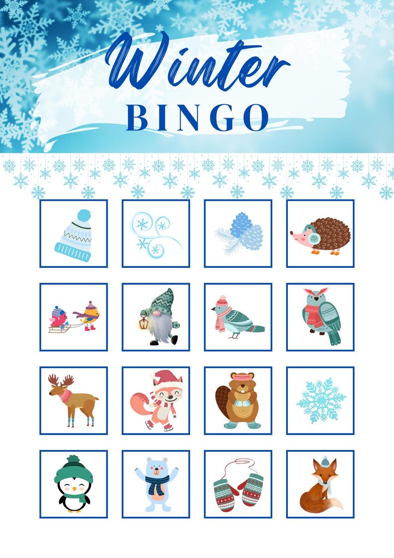 Printable Winter Bingo Game, Fun Winter Activity for Kids & Adults ...