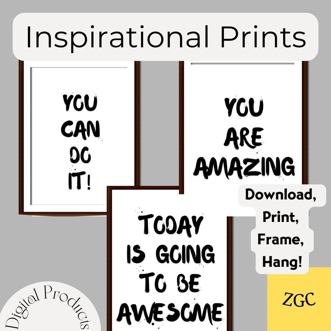 Large Motivational Prints Set, Motivational Posters, Positive Mindset ...