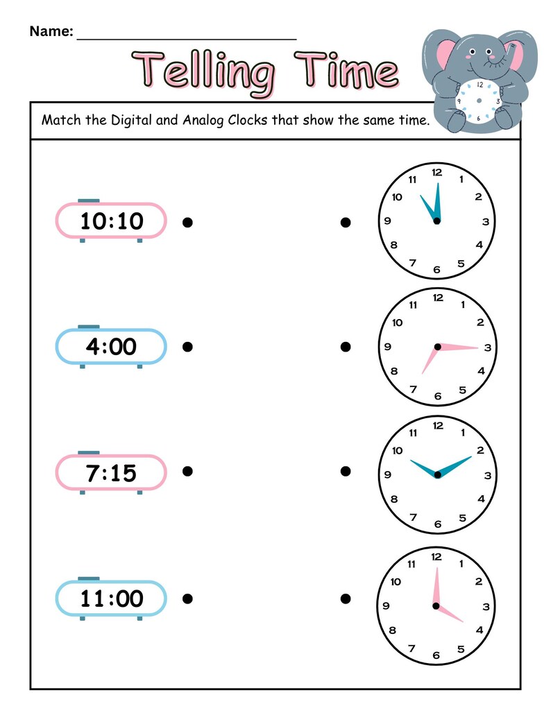 Printable Digital and Analog Time Practice Sheets, Digital Time ...