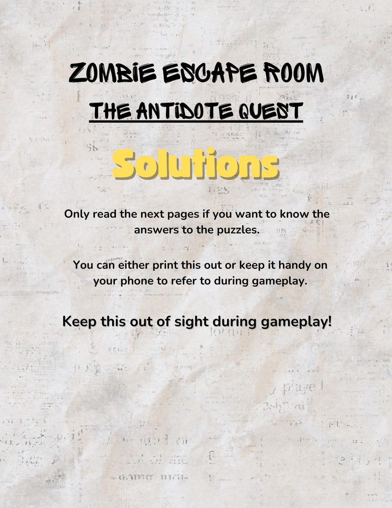 Printable Zombie Escape Room Game | Teen & Adult Party, Classroom ...