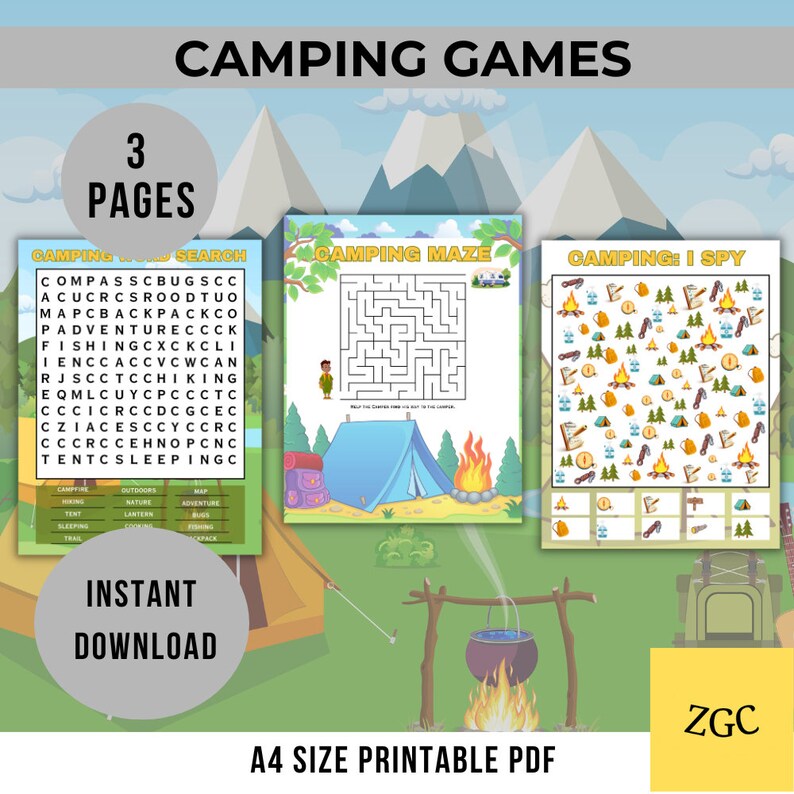 Printable Camping Games for Kids, Camping Word Search, Kids Maze, I Spy Game, Rainy Day ...