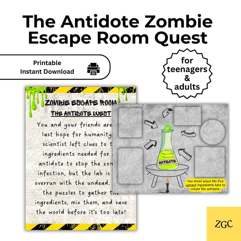 Printable Zombie Escape Room Game for Teens and Adults | Digital Escape ...