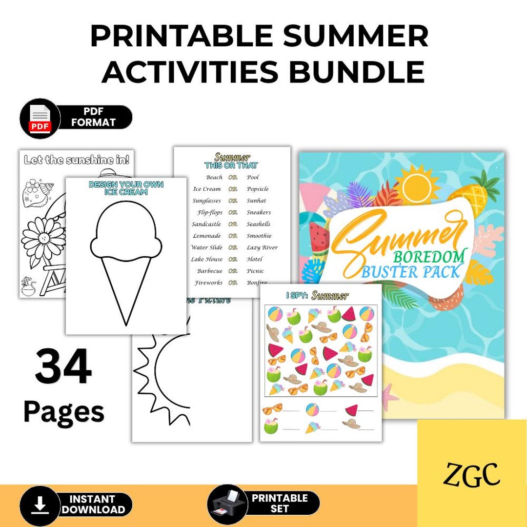 Summer Activities for Kids Printable | Boredom Buster Pack | Road Trip ...