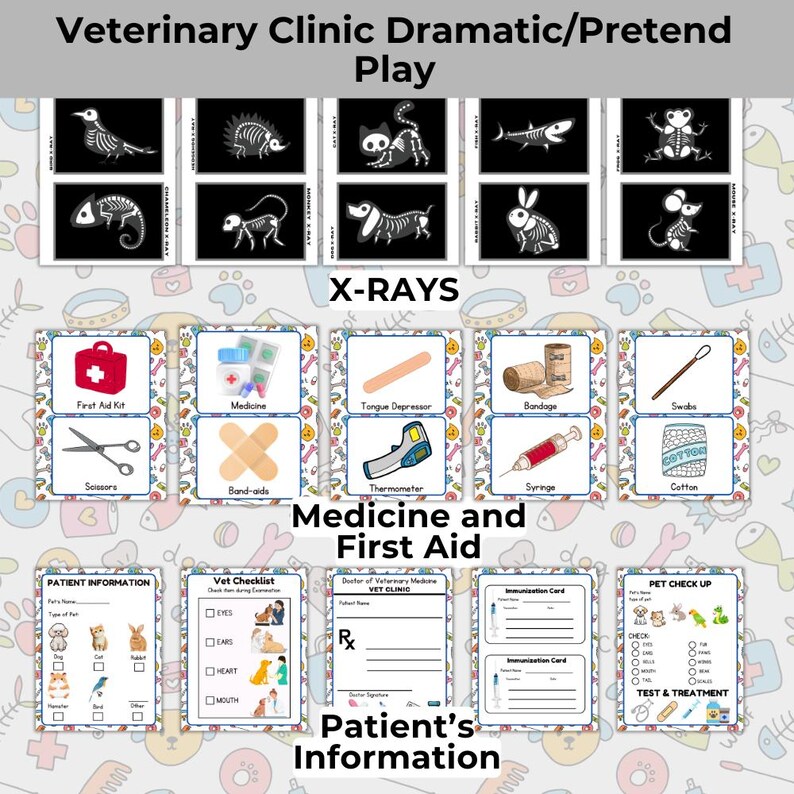Printable Veterinary Clinic Cut Outs, Veterinarian Pretend Play Signs ...